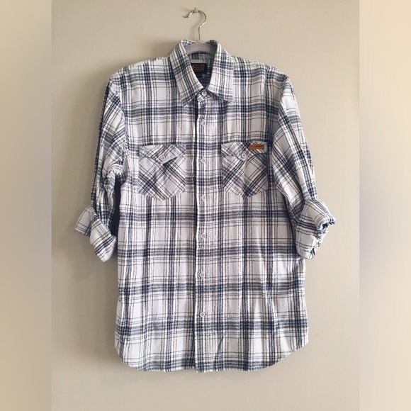 Volcom | Shirts | Vintage Volcom Workwear Blue Flannel Long Sleeve ...